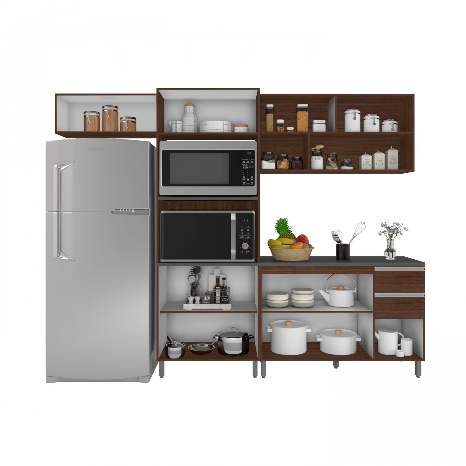 Cozinha Modulada com Torre Quente Evidence Poliman Móveis | MadeiraMadeira