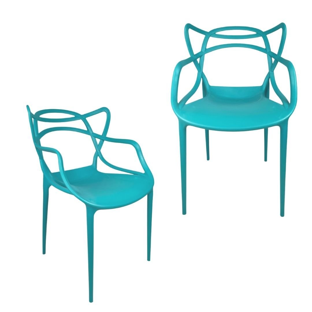 Kit 2 Cadeiras Allegra 100% Polipropileno Leve e Resistente:azul ...