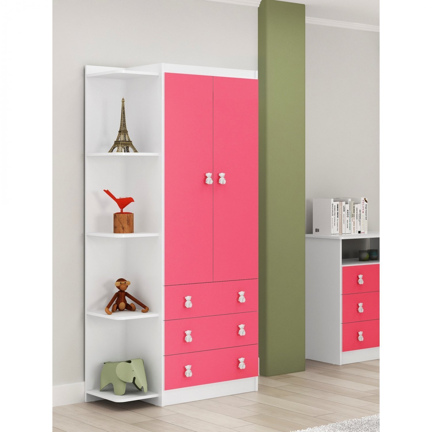 Guarda Roupa de Bebê Arco-íris com Canto 2 Portas 3 Gavetas DJD Móveis ...