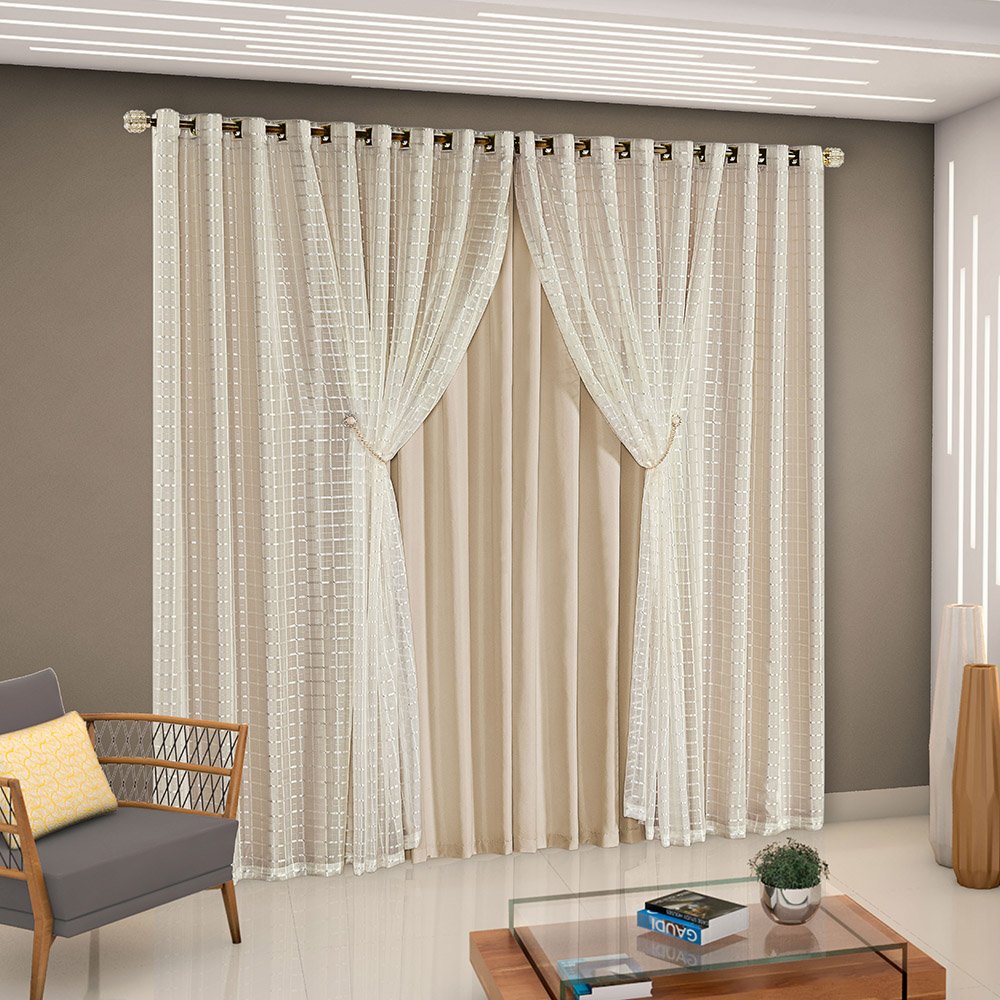 Cortina Bianca Fendi 5,40m x 3,00m altura - Varão de até 4m ...