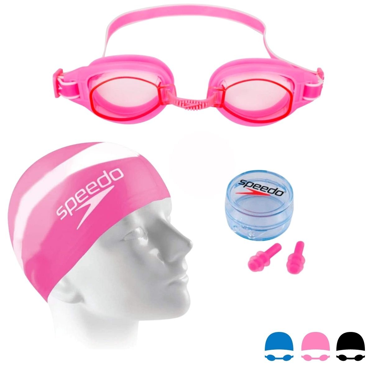 Kit Natação Óculos Touca E Protetor Ouvido Speedo - Rosa | MadeiraMadeira