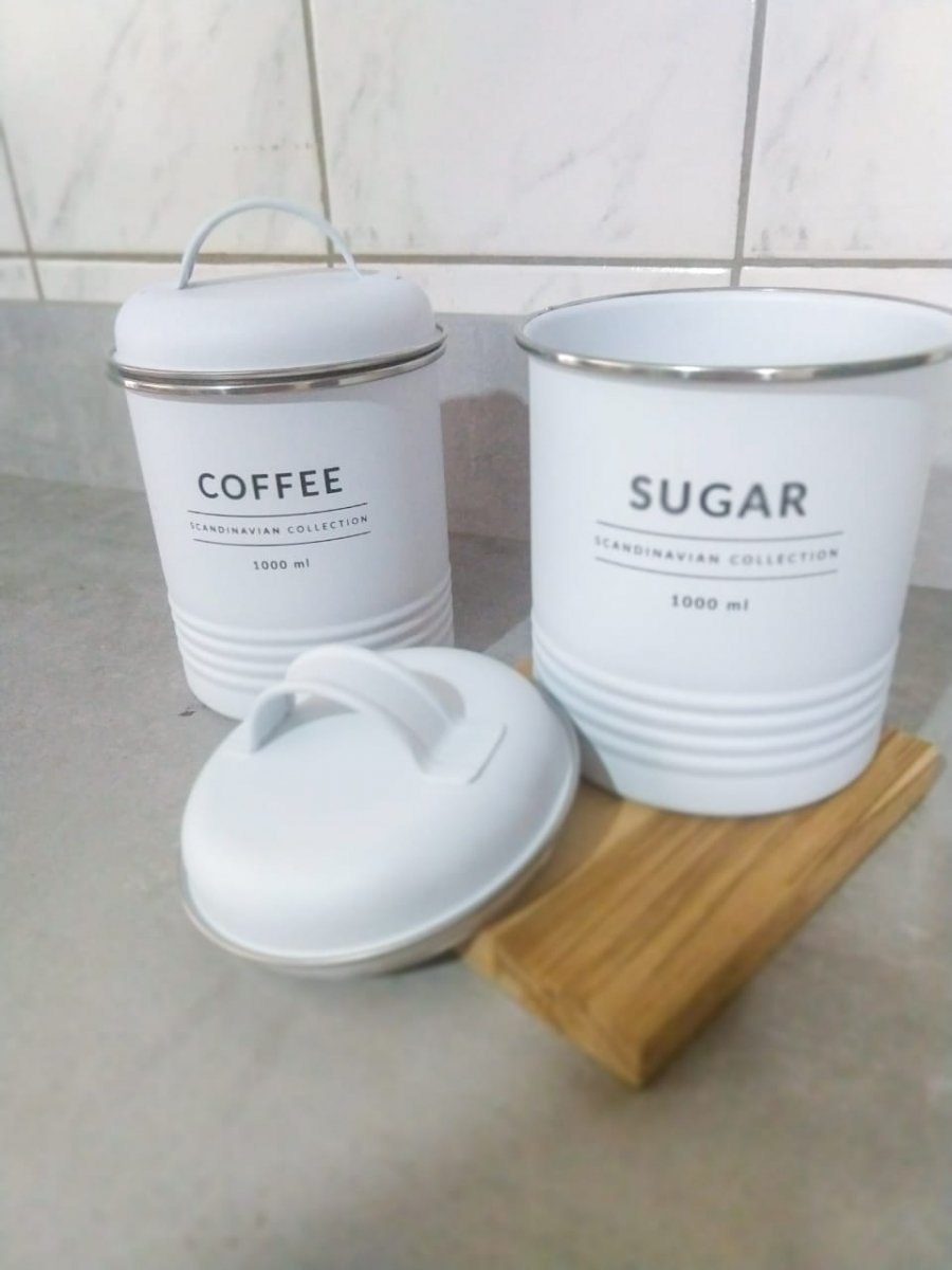 KIT 2 POTES LATA COFFEE SUGAR COPENHAG YOI | MadeiraMadeira