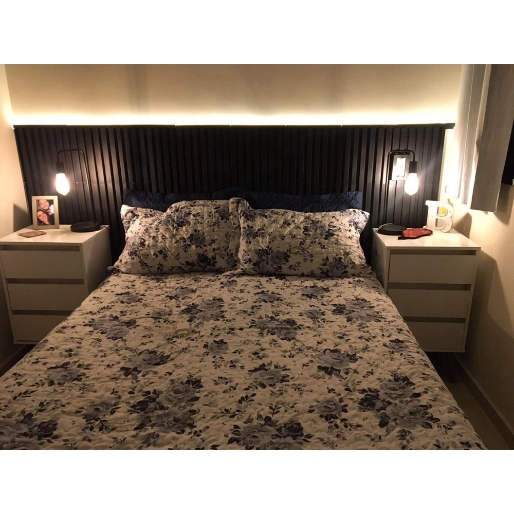 Placa Ripada de MDF Modular Leve 14x60cm com fita 3m ripado:Preto ...