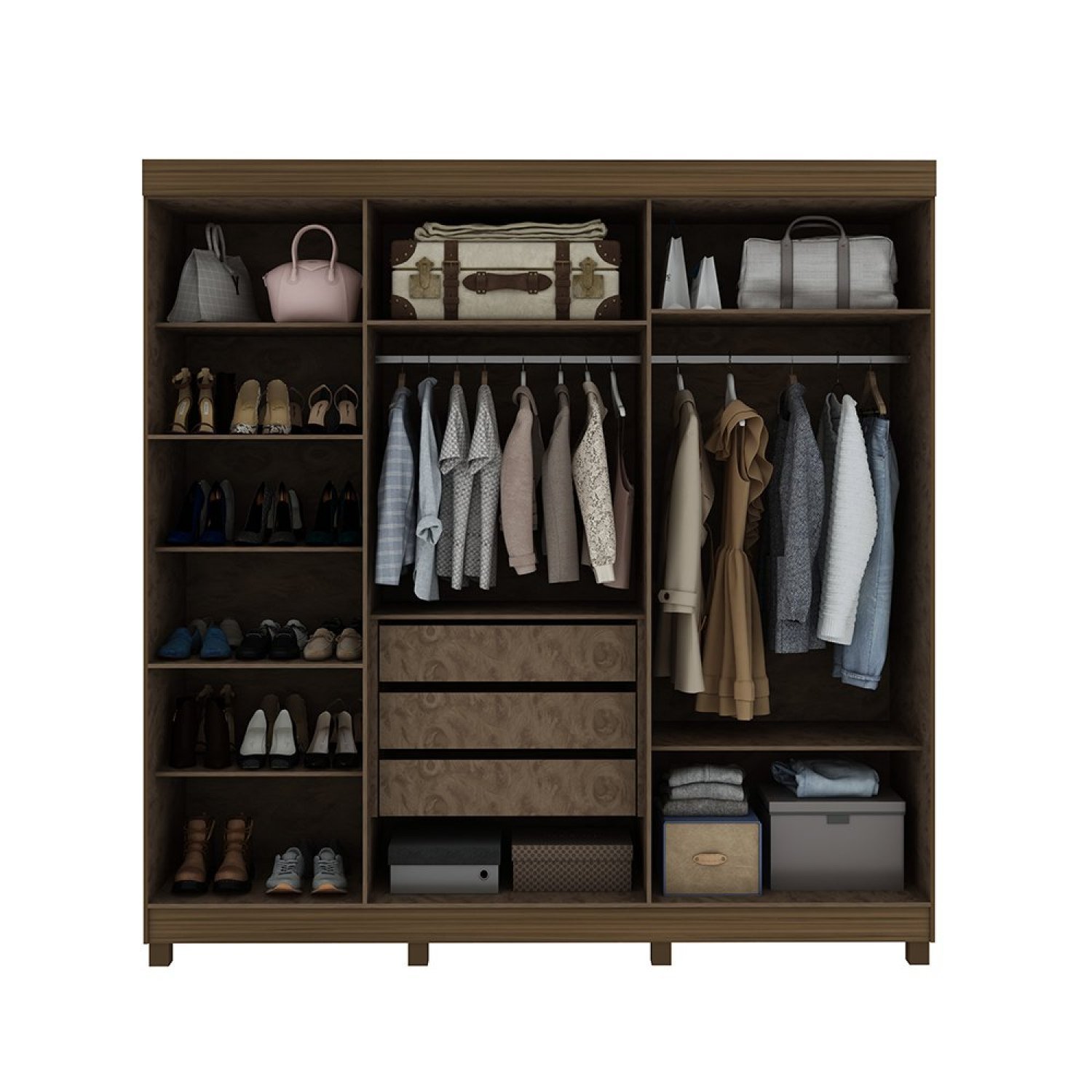 Guarda-Roupa Casal com Sapateira 5 Portas 1 Porta Espelhada Diamante ...