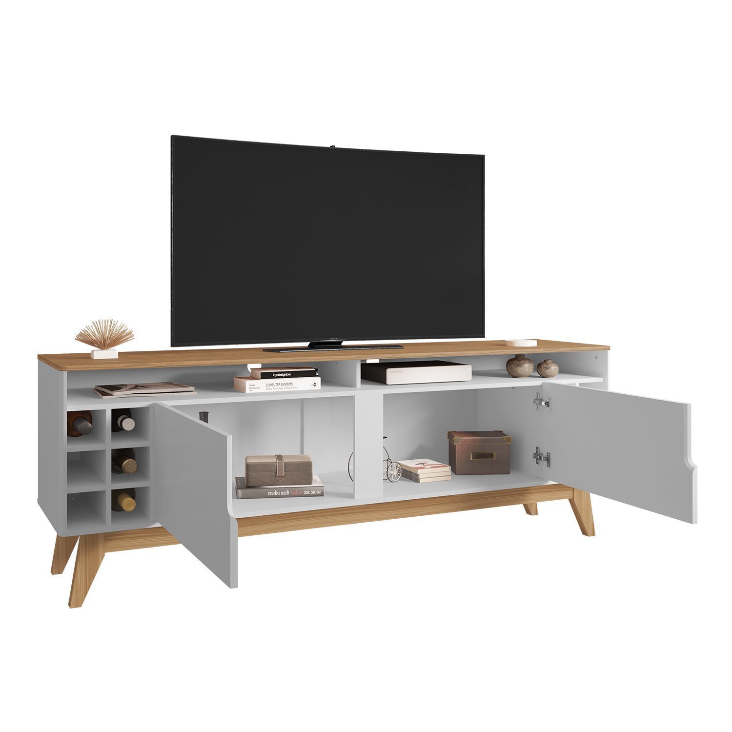 Rack para TV até 60 Polegadas 2 Portas 160cm Wine Versátile Casa D ...