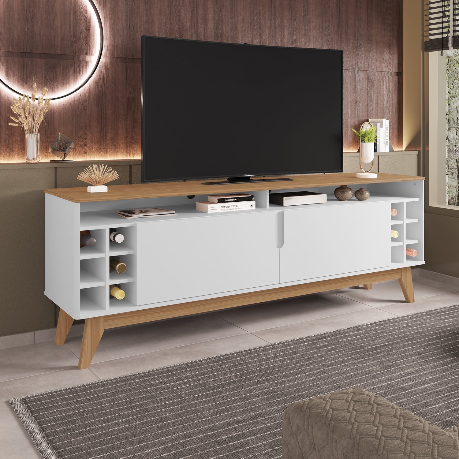 Rack para TV até 60 Polegadas 2 Portas 160cm Wine Versátile Casa D ...