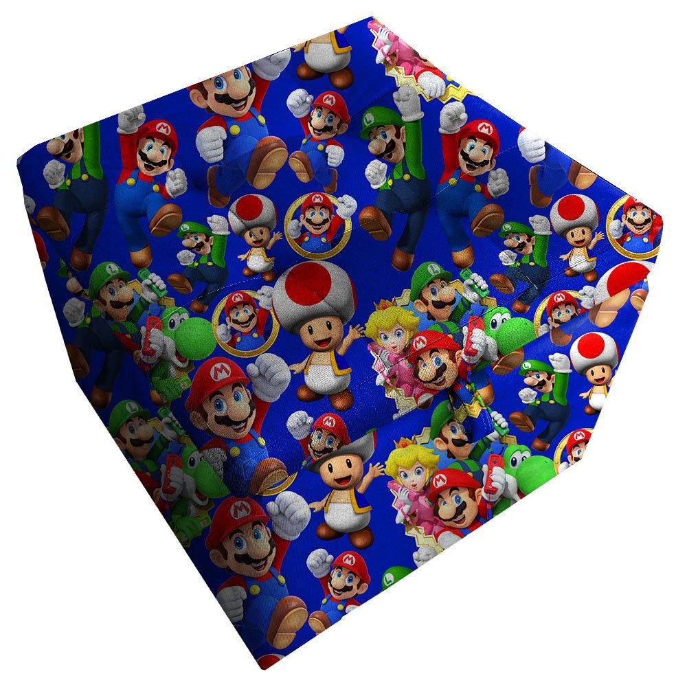 PUFF DADO BAU ANGEL GUARDA VOLUMES 45X45X45 CM - SUPER MARIO AZ ...