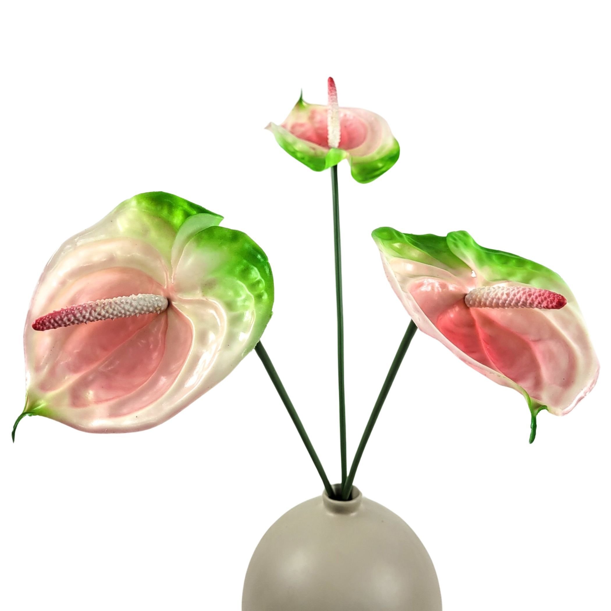 Kit 3 Antúrio Rosa Haste 58cm Planta Artificial Toque Real | MadeiraMadeira