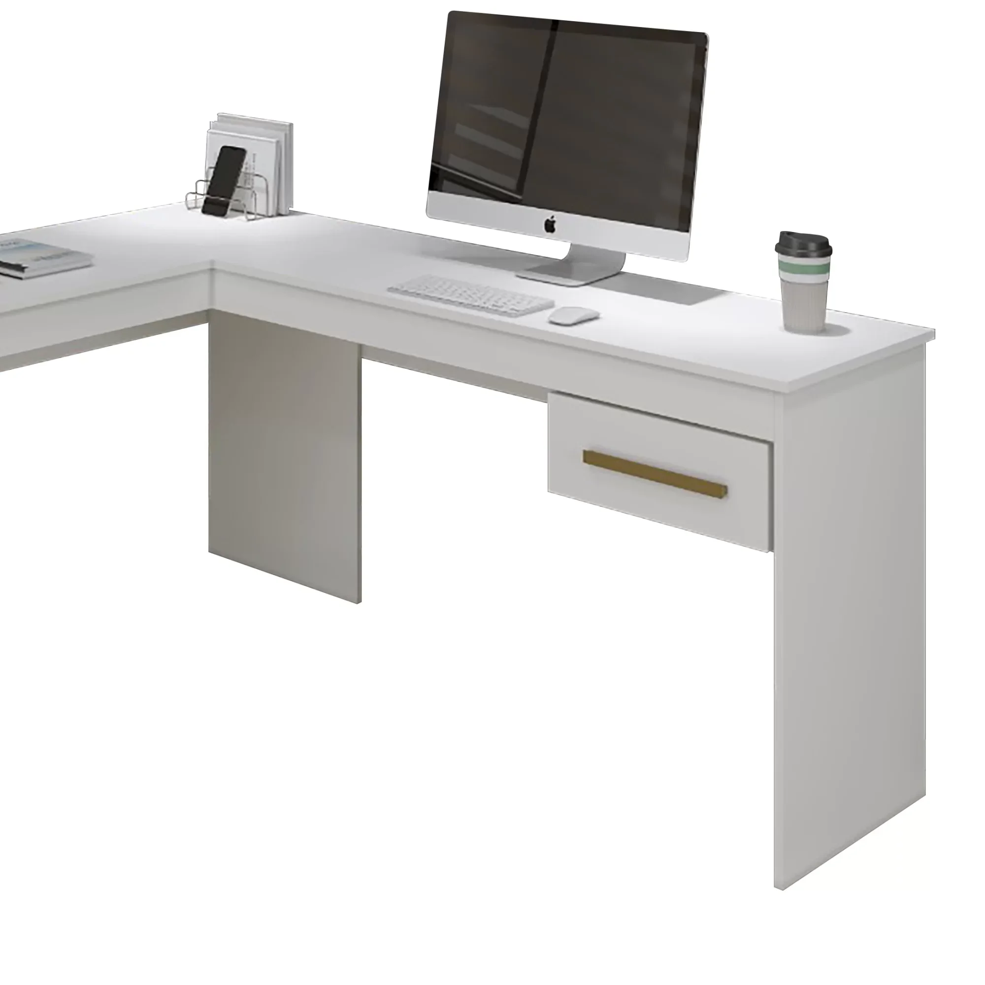 Escrivaninha em L com Gaveta Munique Kaiki Móveis | MadeiraMadeira