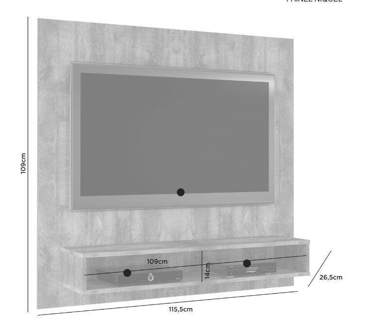 Painel para TV até 50'' Polegadas Níquel JCM Movelaria Café ...