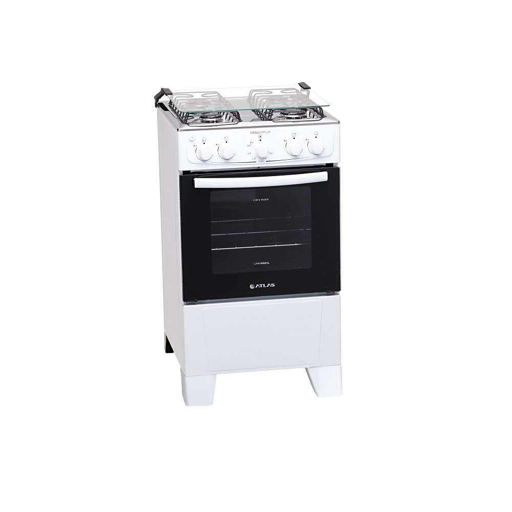 Fogão de Piso Atlas Monaco Plus 4 Bocas Branco - Bivolt | MadeiraMadeira