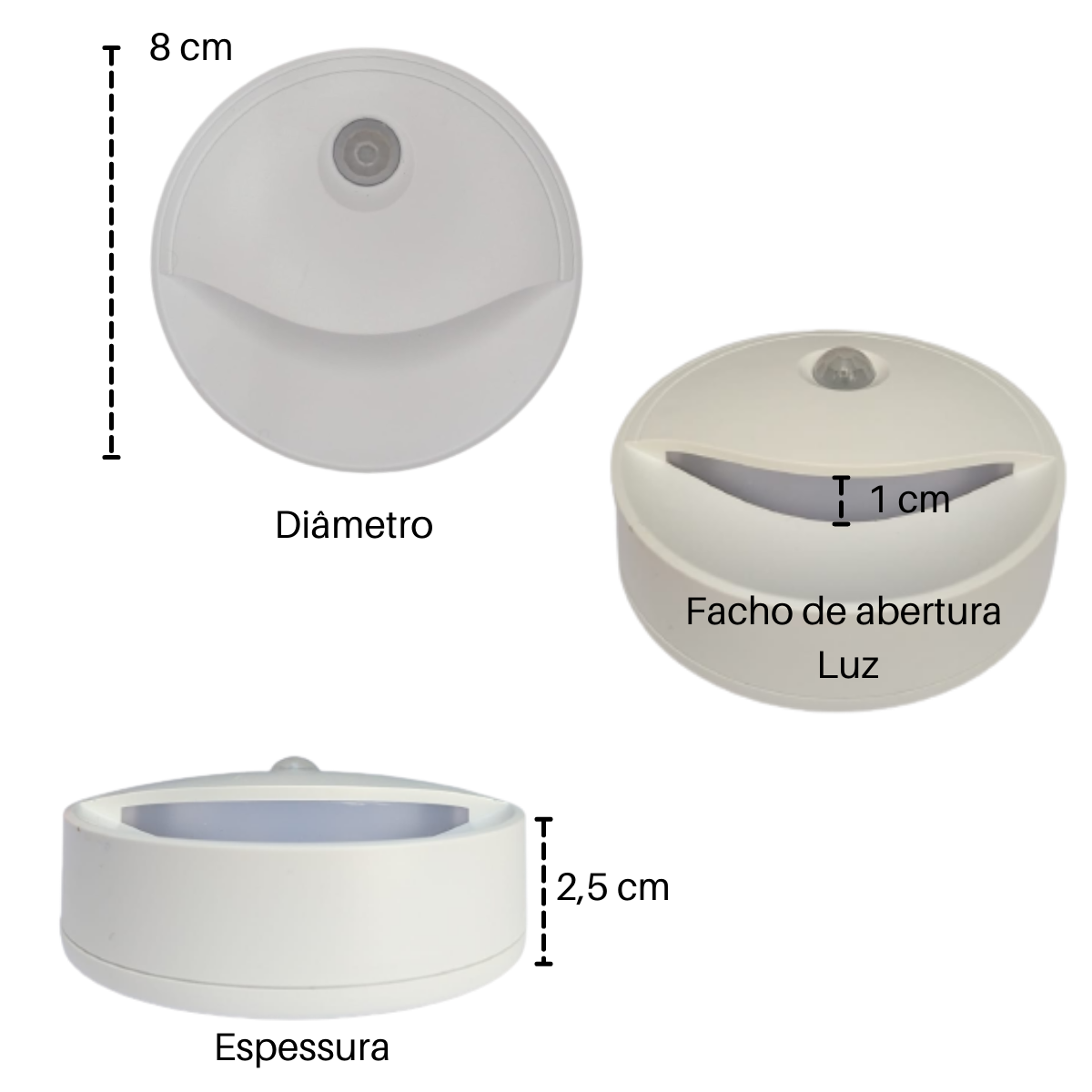Kit 3 Lampadas Luminarias Sensor Presença Balizador Sem Fio Luz Branco ...