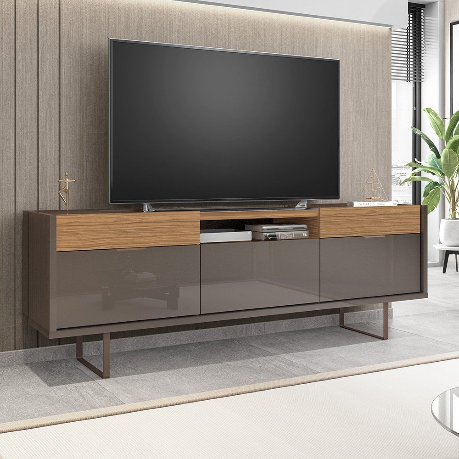 Rack para TV até 60 Polegadas 3 Portas 2 Gavetas Berlim Versátile Casa ...