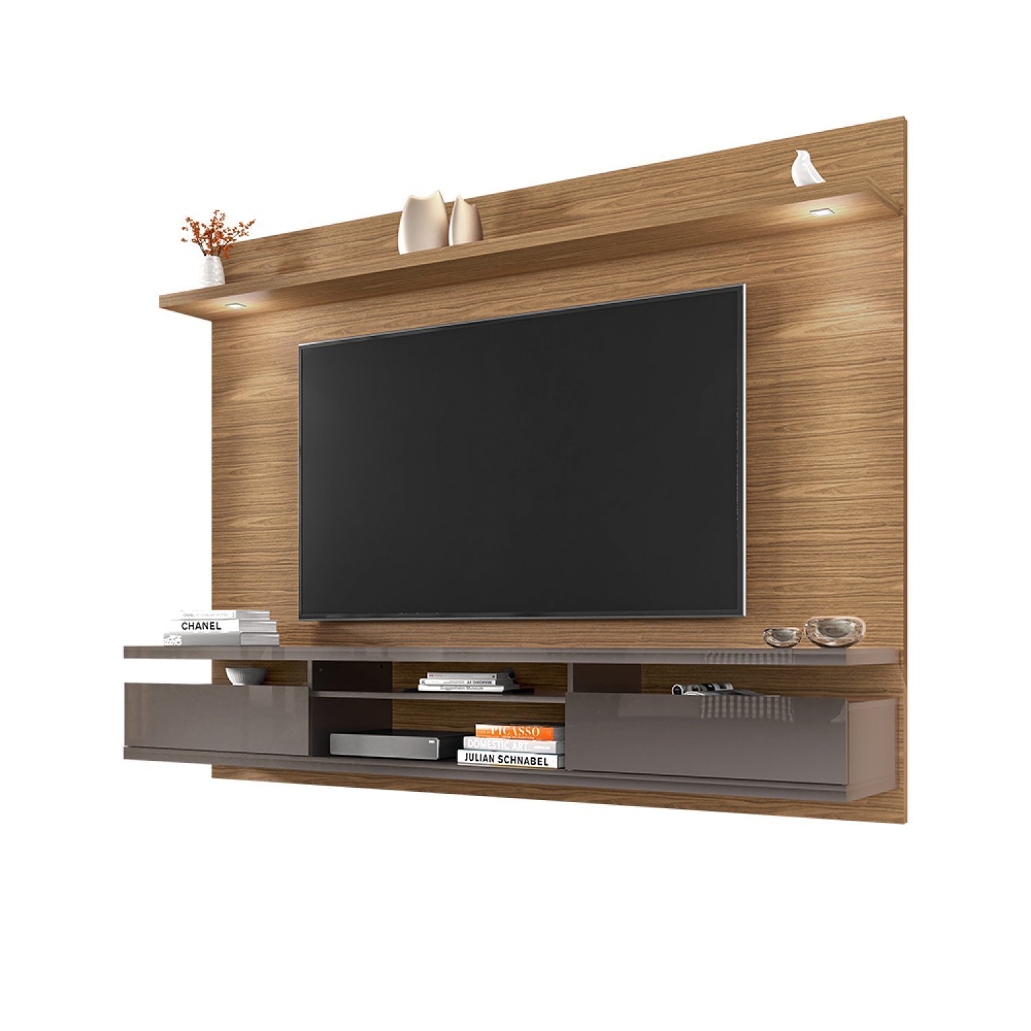 Painel Para TV até 65 Polegadas 220cm com Spot de LED 2 Gavetas Verona ...