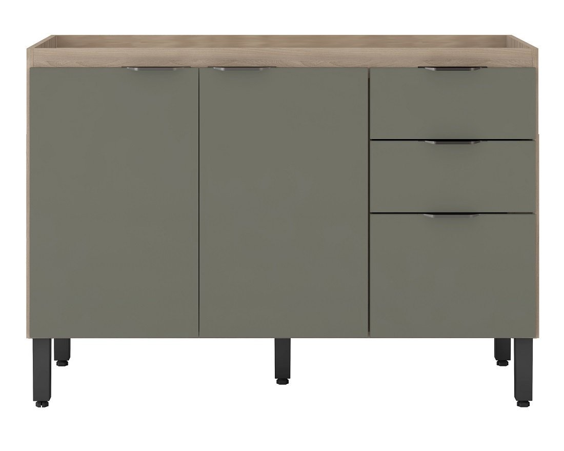 Balcão Gabinete de Pia Firenze 120cm Avena/Menta S/ Tampo | MadeiraMadeira