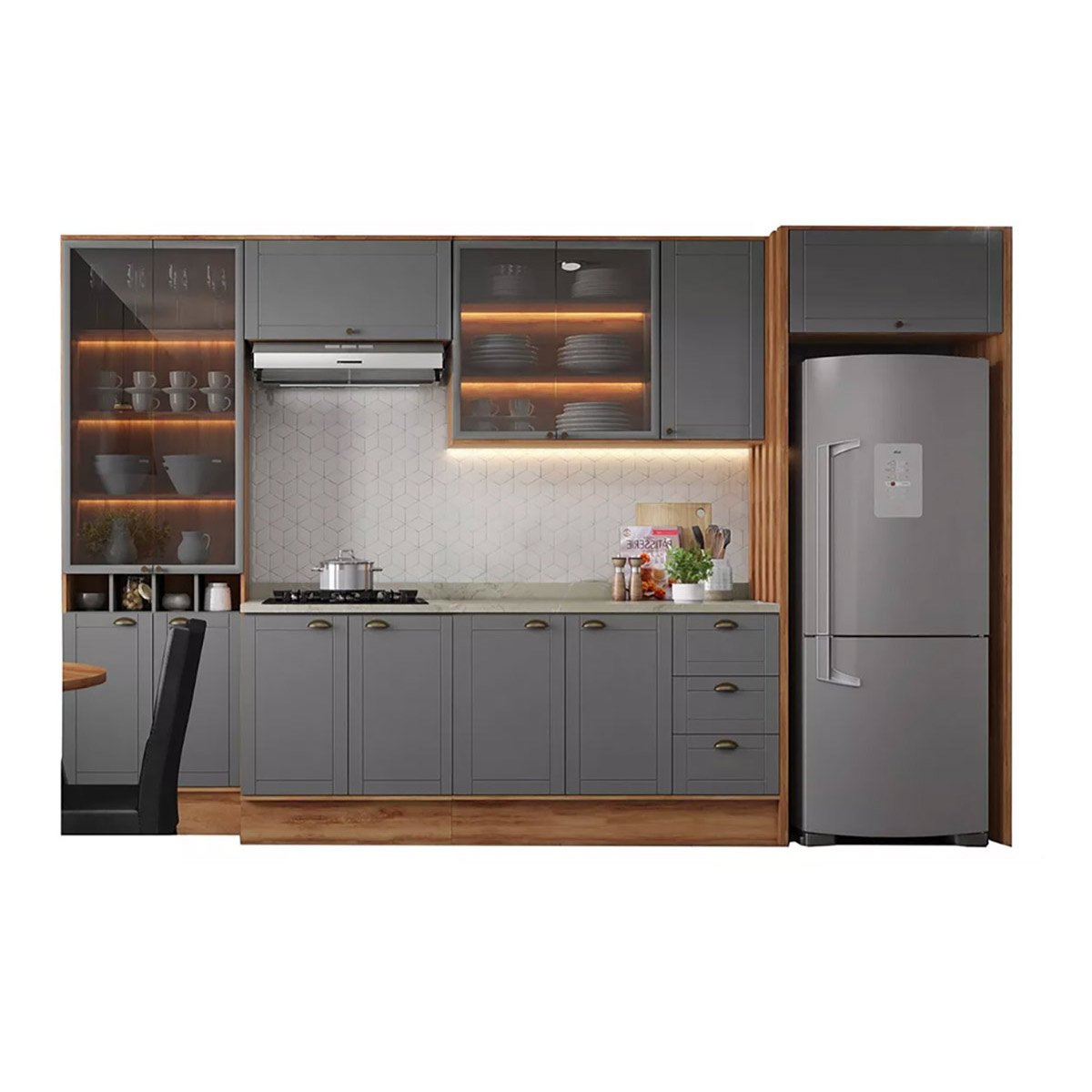 Cozinha Completa Mdf Modulável Estilo Americana Provençal Cor:titanio ...