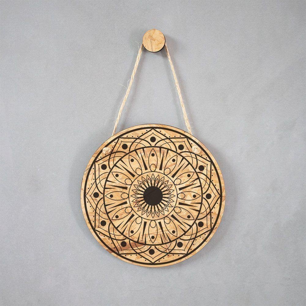 Placa Decorativa Osb Com Corda Sisal Mandala 25X25Cm | MadeiraMadeira