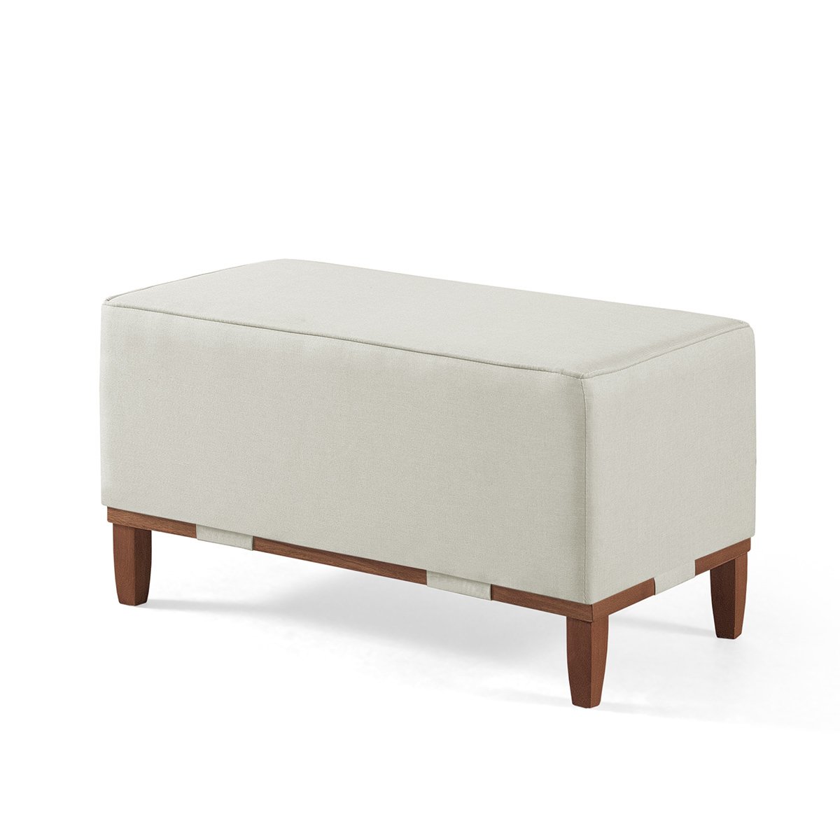 Puff Retangular de Linho para Sala - Bege Claro | MadeiraMadeira