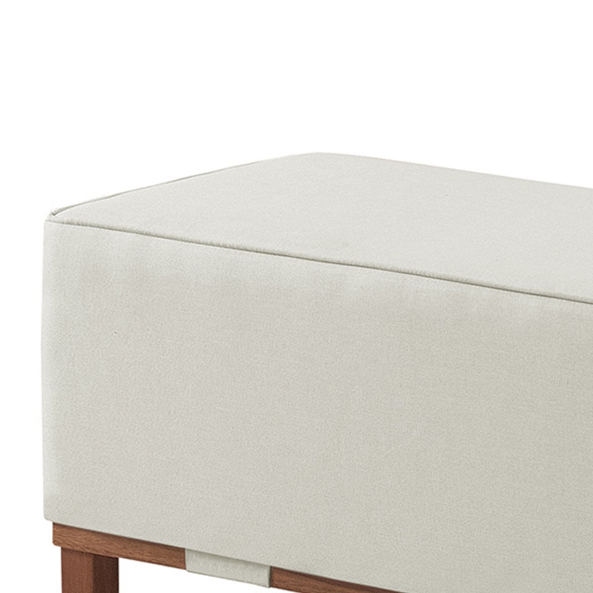 Puff Retangular de Linho para Sala - Bege Claro | MadeiraMadeira