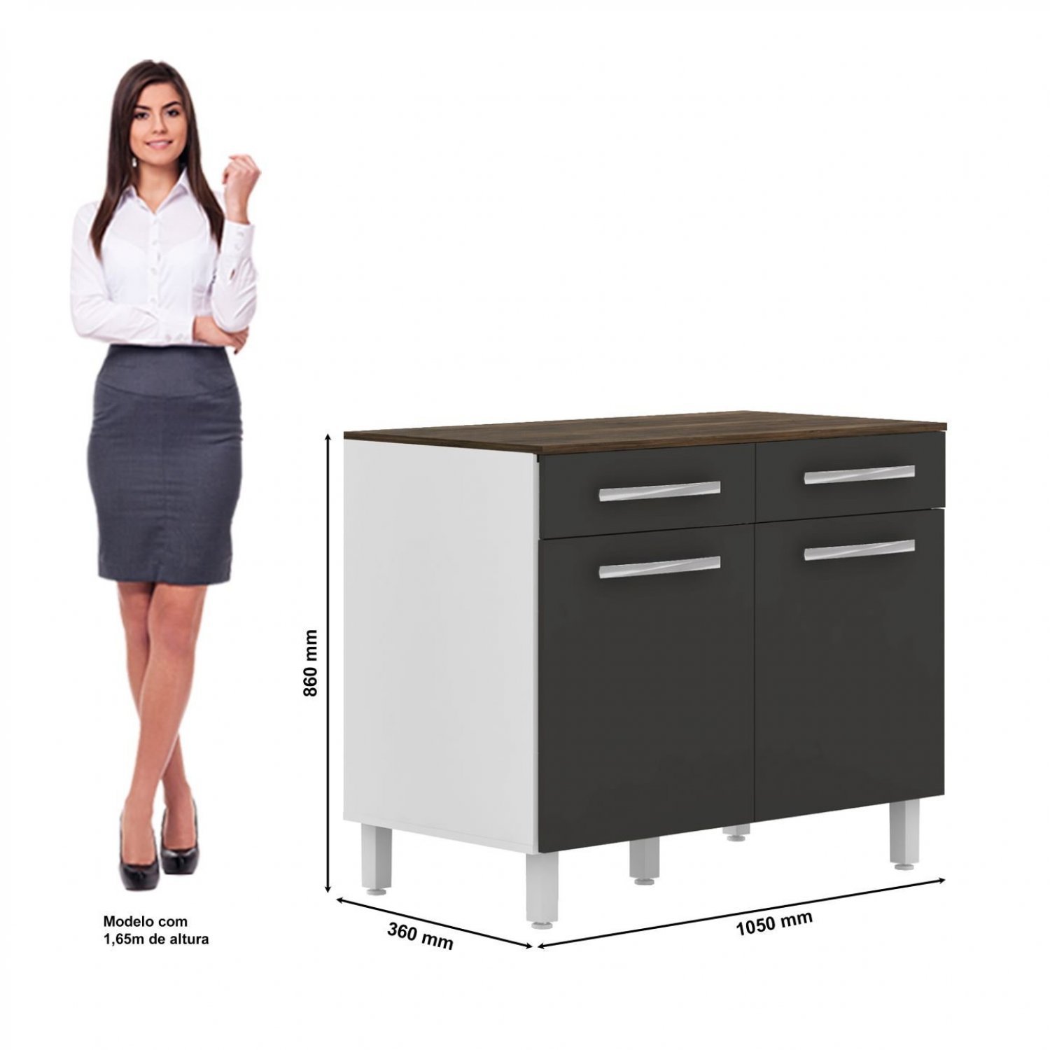 Balcão 2 Portas 2 Gavetas Lorena Plus Madine | MadeiraMadeira