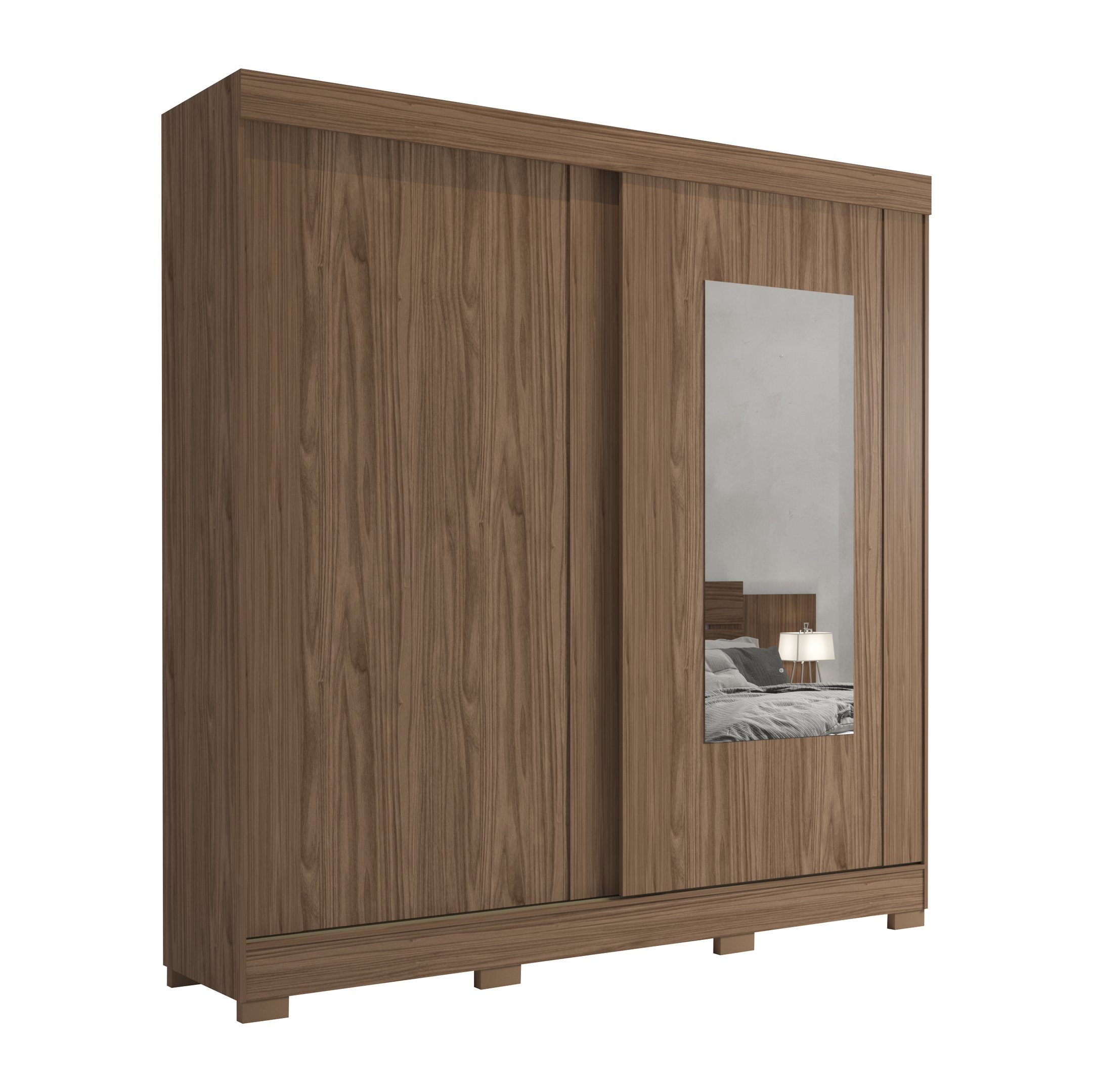 Guarda Roupa 100% MDF 2 Portas de Correr Flex Color Espelho 3 Gavetas e ...