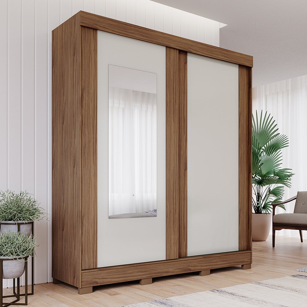 Guarda Roupa 100% MDF 2 Portas de Correr Flex Color Espelho 3 Gavetas e ...