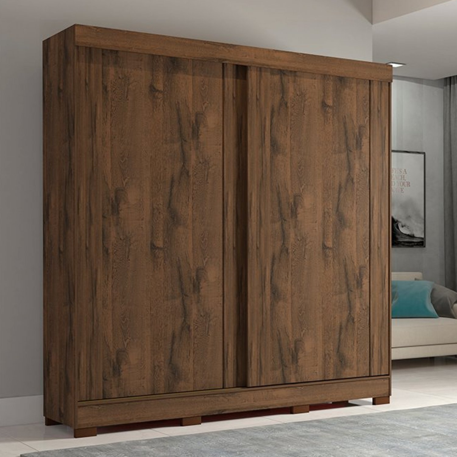 Guarda Roupa Solteiro em MDF Flex Color 2 Portas de Correr 3 Gavetas e ...