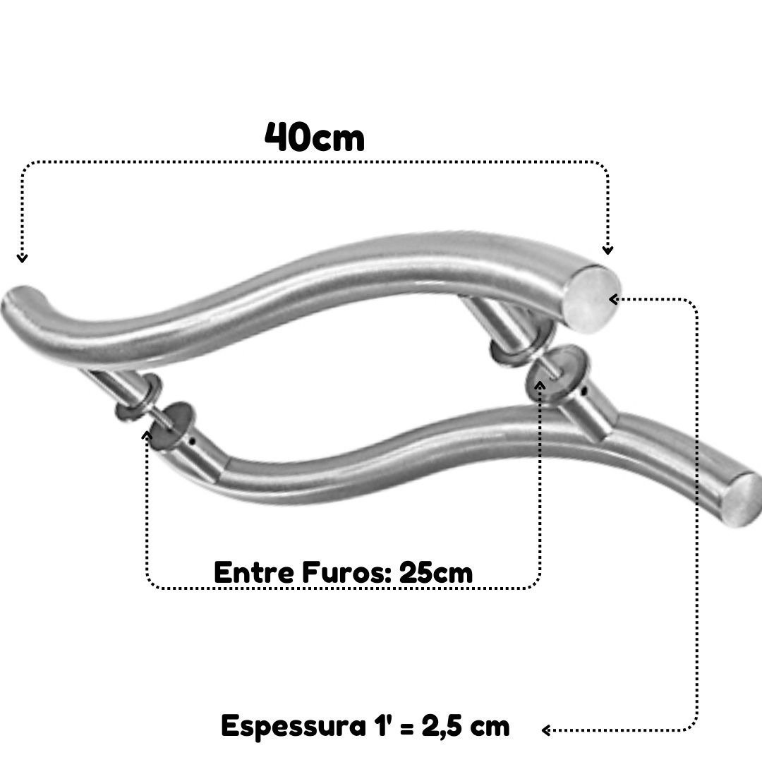 Puxador Duplo 3054 40cm - Alumínio Escovado VESFER | MadeiraMadeira