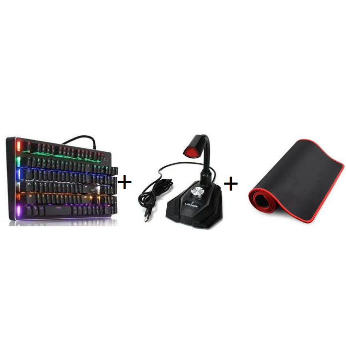 Super Combo Para Gamers Teclado KNUP KP-TM010, Microfone de Mesa LEHMOX ...