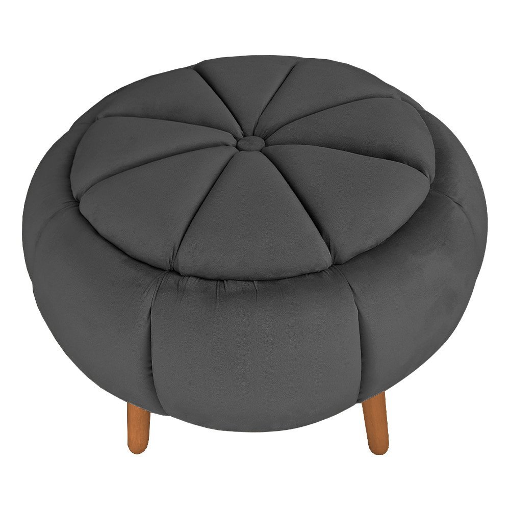Puff da Vinci 65 Cm Palito Suede Slk Decor Amara Cinza | MadeiraMadeira