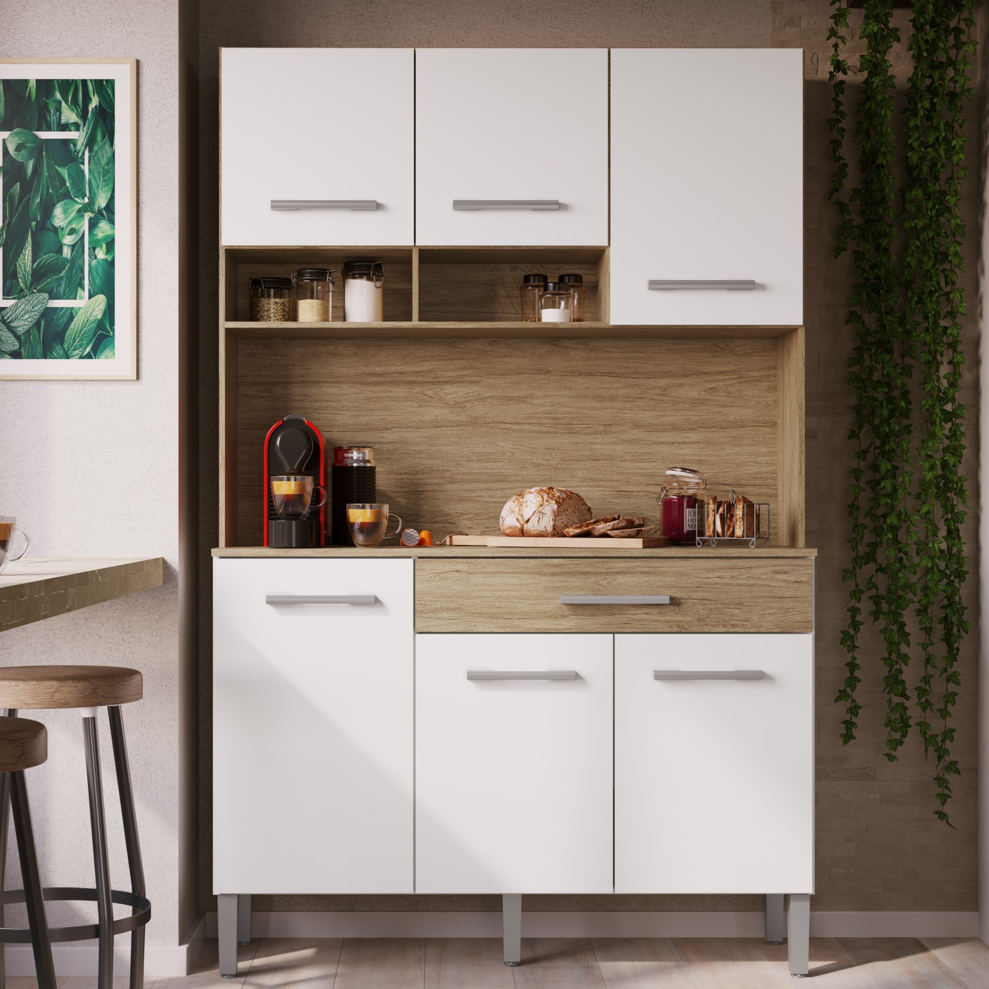 Armário de Cozinha 6 Portas e 1 Gaveta | MadeiraMadeira