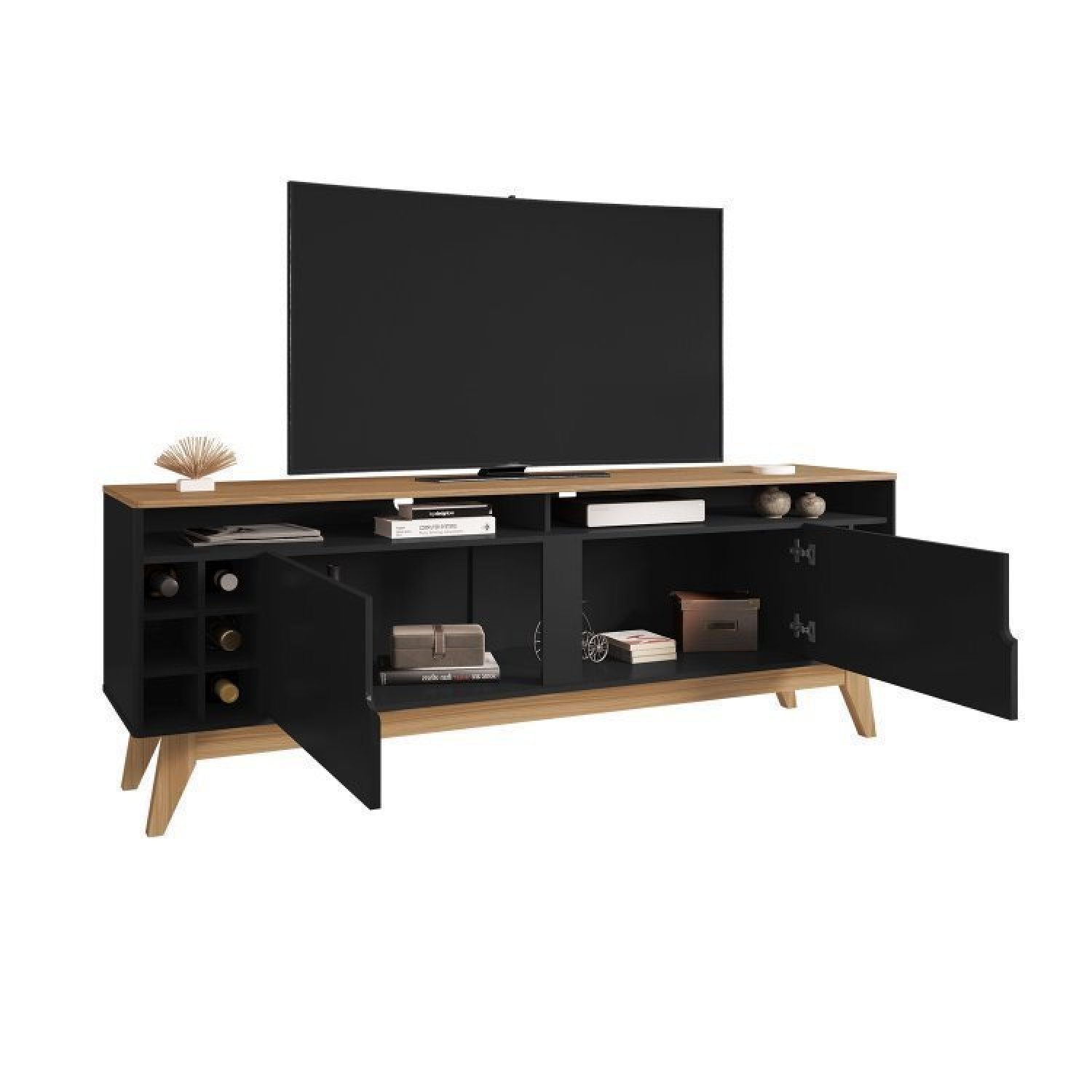 Rack com Painel para TV até 60 Polegadas Retrô com Adega Wine Esmeralda ...