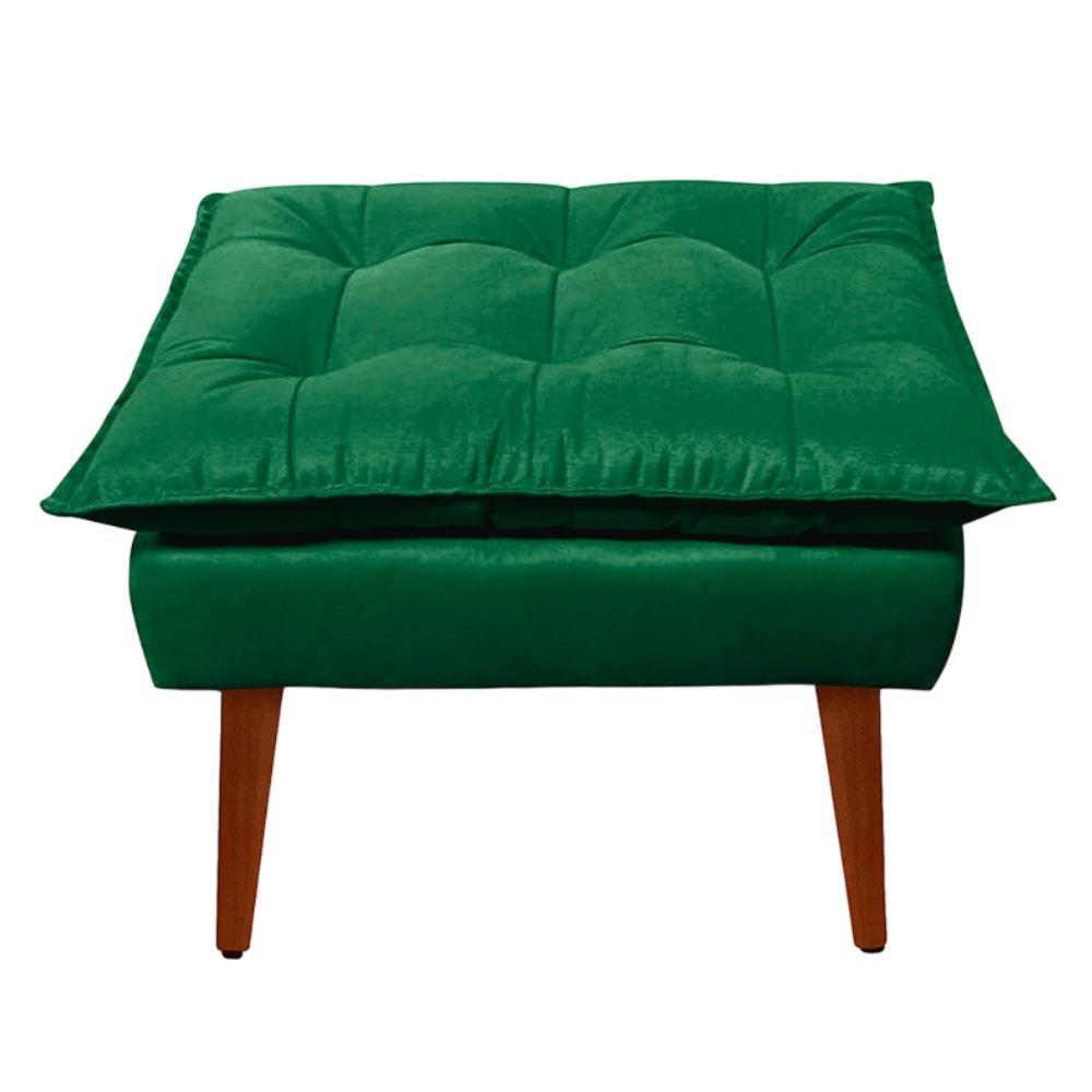 Puff Decorativo Opala Verde Pés Palito Casa da Poltrona | MadeiraMadeira