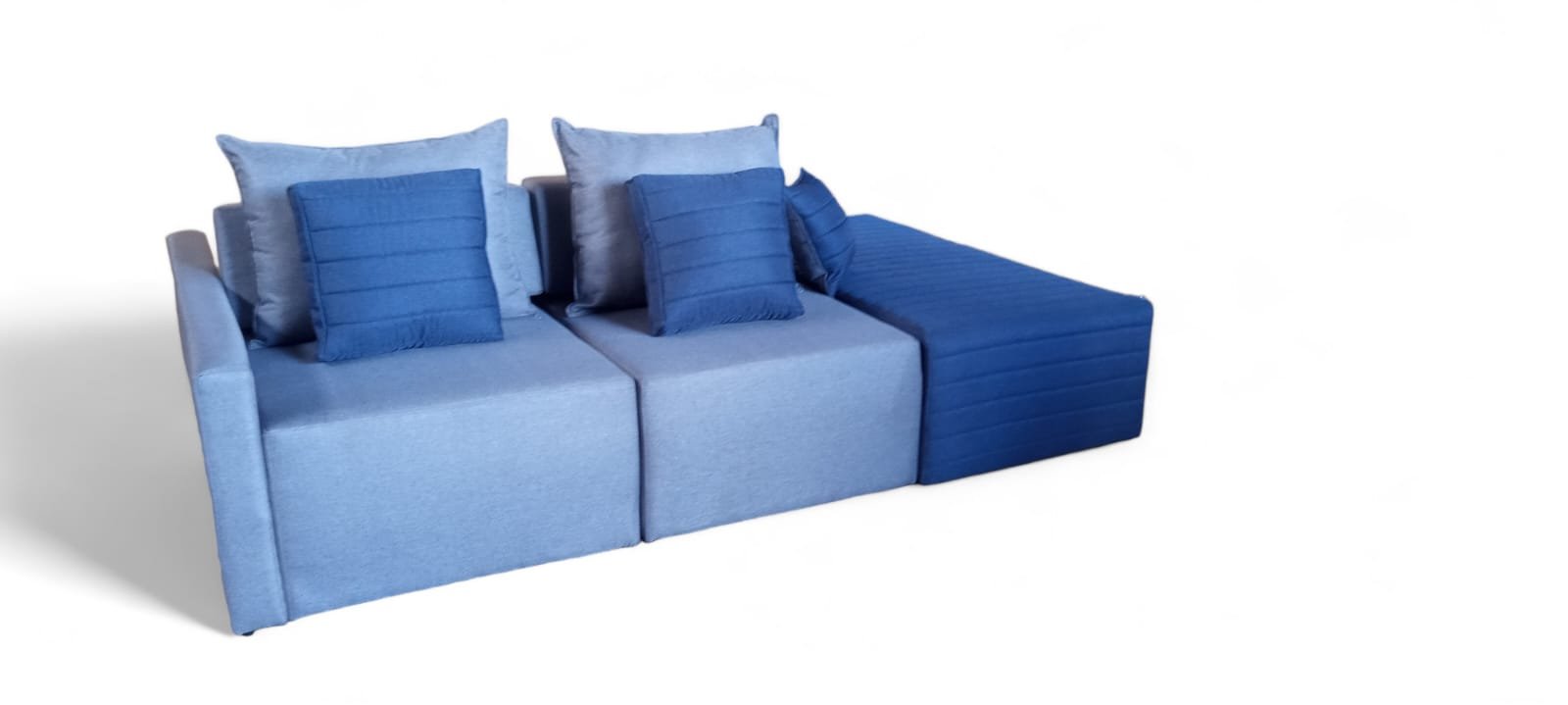 Sofá Ilha Nilo Modular com Puff para Sala Living 255 Cm em Linho | MadeiraMadeira