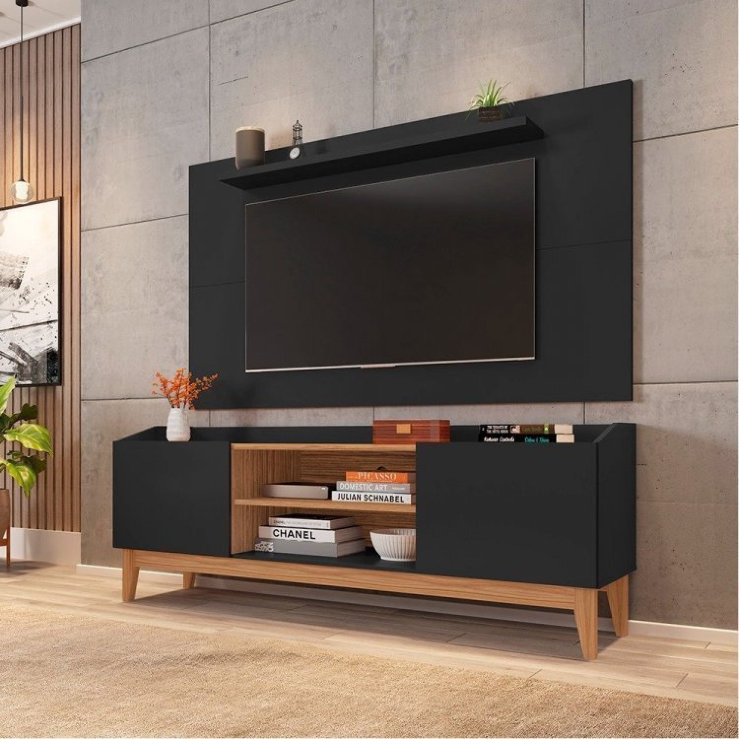 Rack com Painel para TV até 60 Polegadas Retrô Ravena Esmeralda Casa D ...