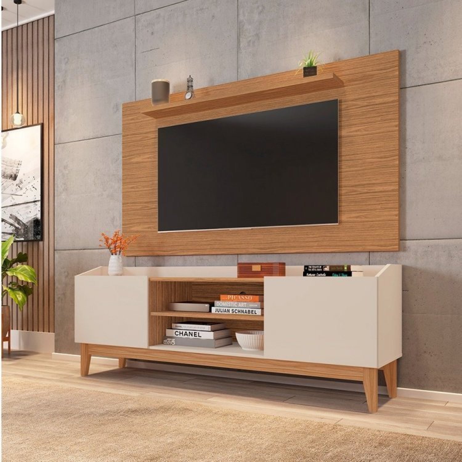 Rack com Painel para TV até 60 Polegadas Retrô Ravena Esmeralda Casa D ...