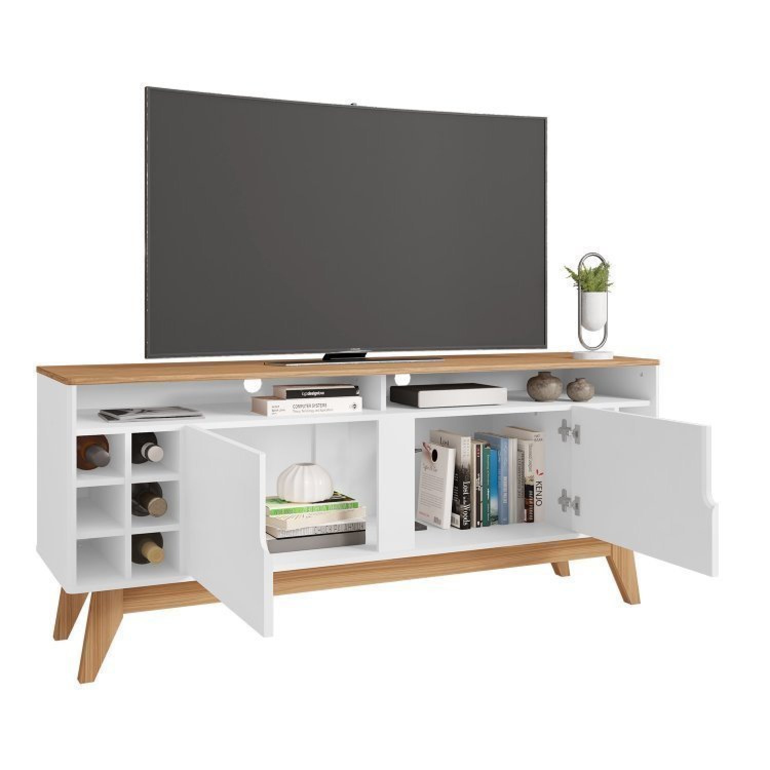 Rack com Painel para TV até 60 Polegadas Retrô com Adega Wine Safira Casa D | MadeiraMadeira