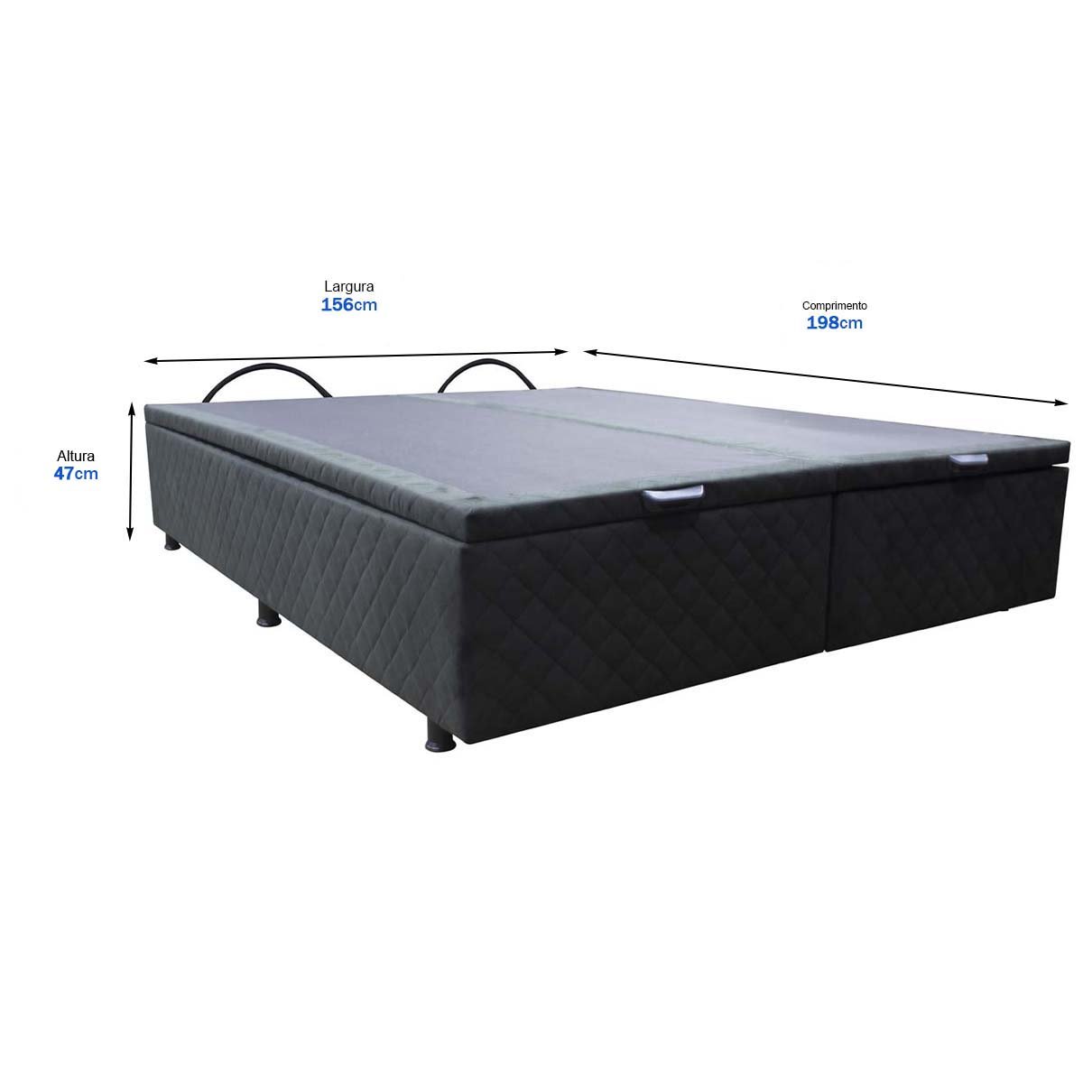 Base Cama Box Baú Casal Queen Size Suede Bordado Preto SkyBox ...