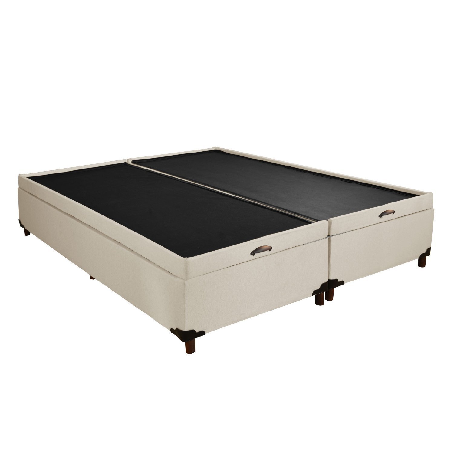 Base Box King Bipartido Baú HR Moveleira 40cmx193cmx203cm Gold Linho ...