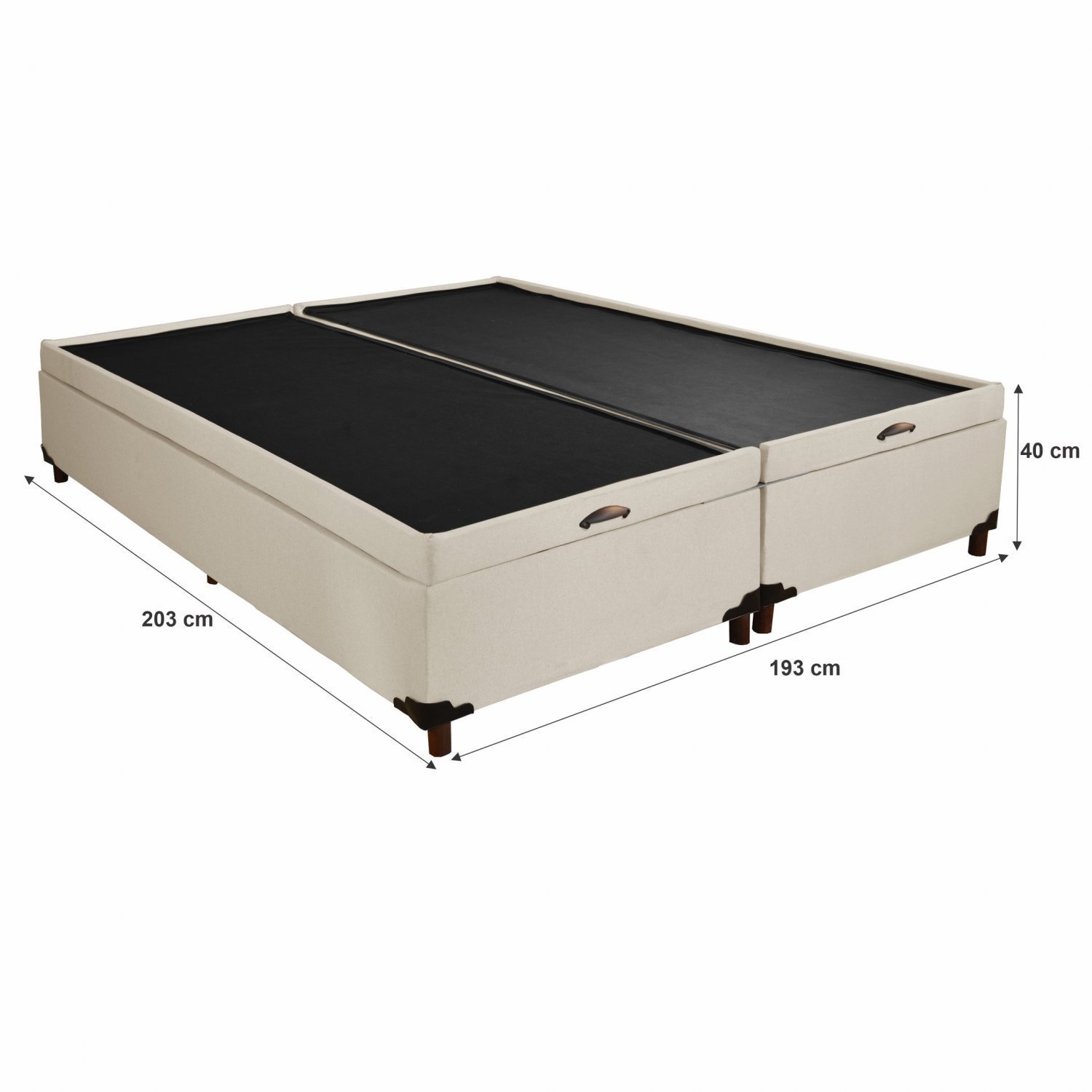 Base Box King Bipartido Baú HR Moveleira 40cmx193cmx203cm Gold Linho ...