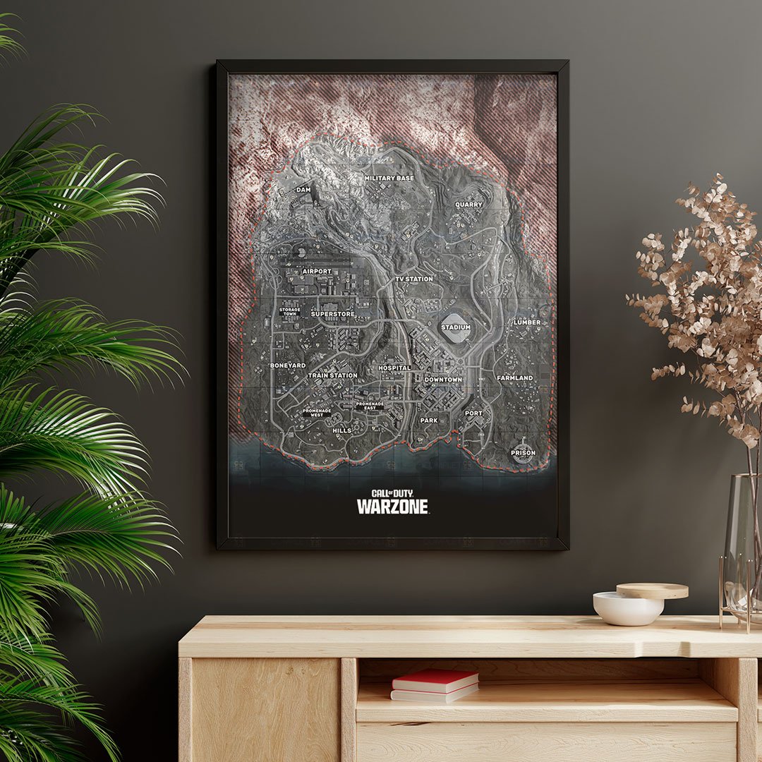 Quadro Mapa Verdansk Call Of Duty Warzone Moldura com Vidro ...