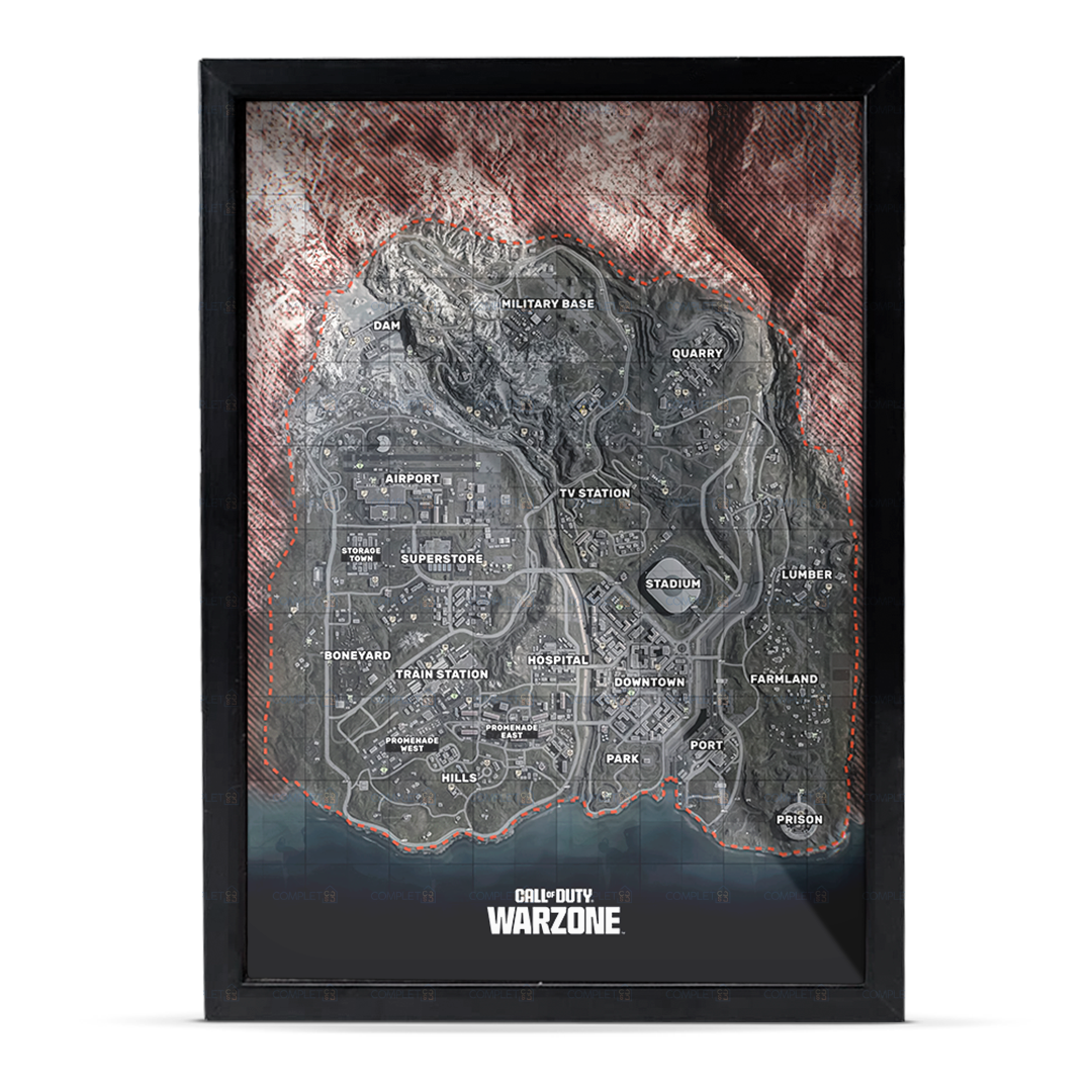 Quadro Mapa Verdansk Call Of Duty Warzone Moldura com Vidro ...