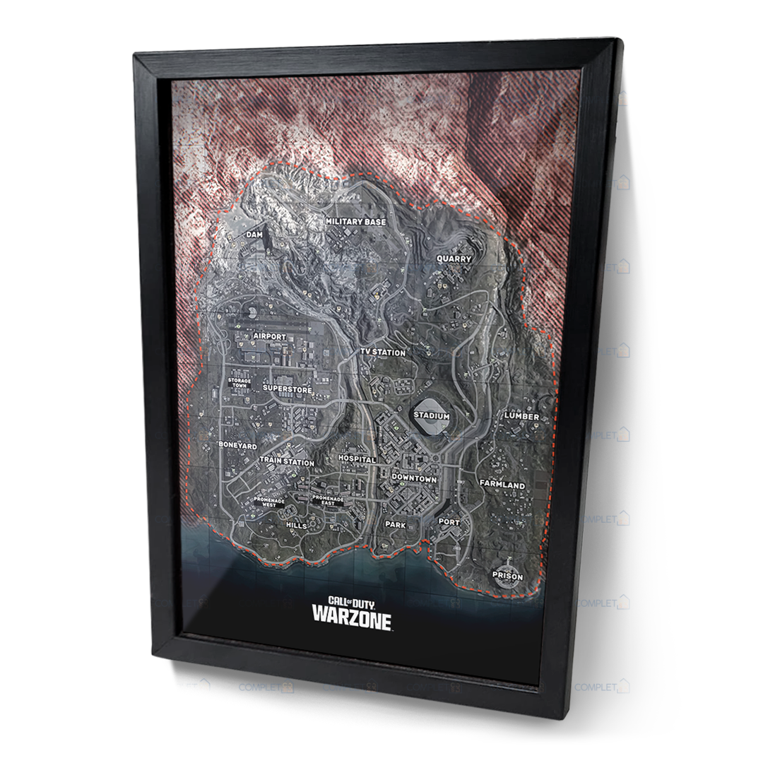 Quadro Mapa Verdansk Call Of Duty Warzone Moldura com Vidro ...