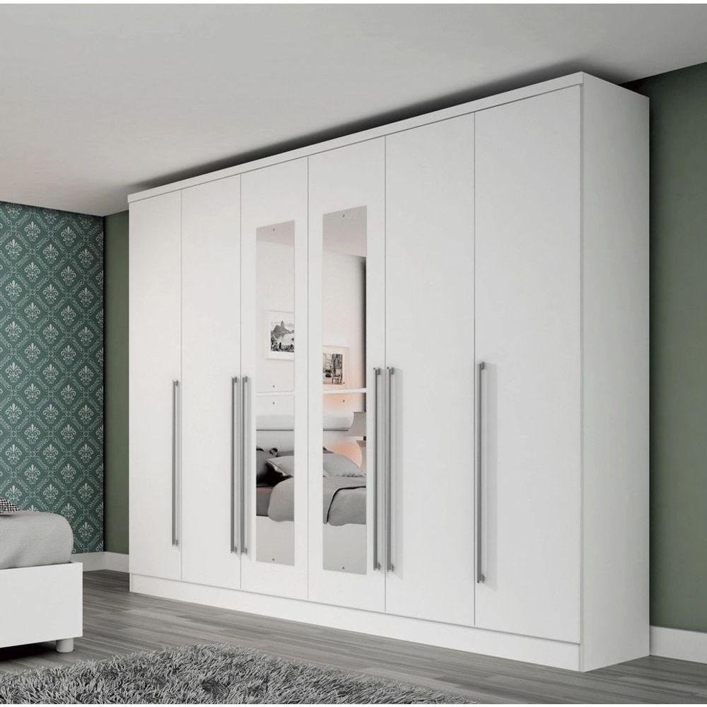 Guarda Roupa Casal Com Espelho 6 Portas Sevilla Tcil Móveis Neve ...