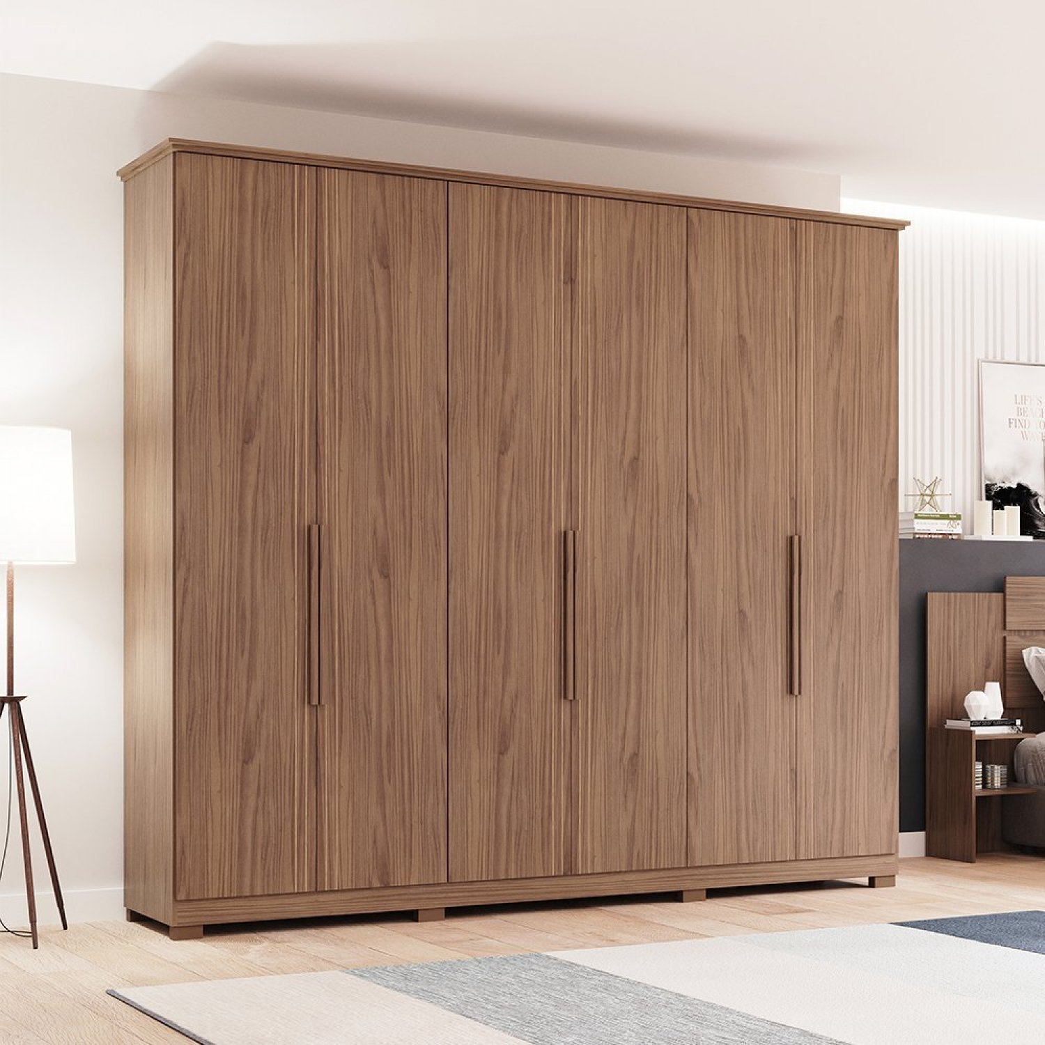 Guarda Roupa MDF 6 Portas 4 Gavetas Internas e Kit Pés Itaúnas Panan ...