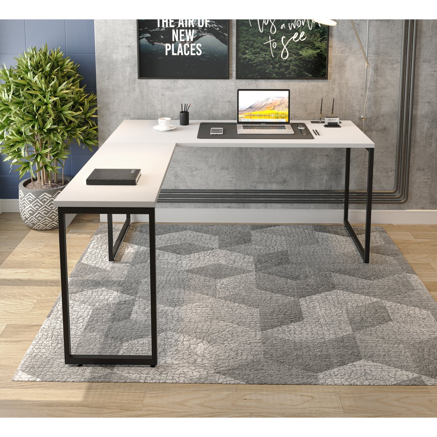 Mesa para Escritório em L Industrial 150x150cm Star Espresso Móveis ...