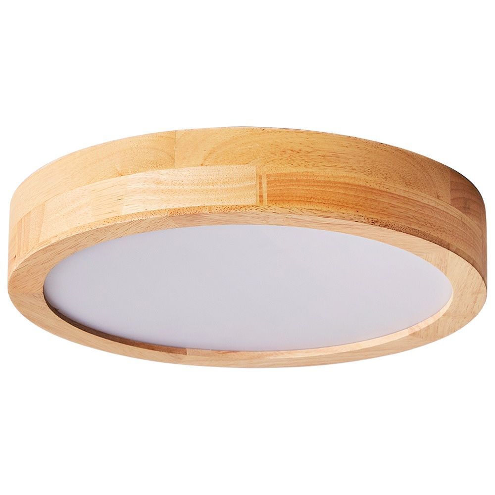 Plafon de Sobrepor Redondo Estilo Madeira 40cm Led 25w 3 em 1 Bivolt ...