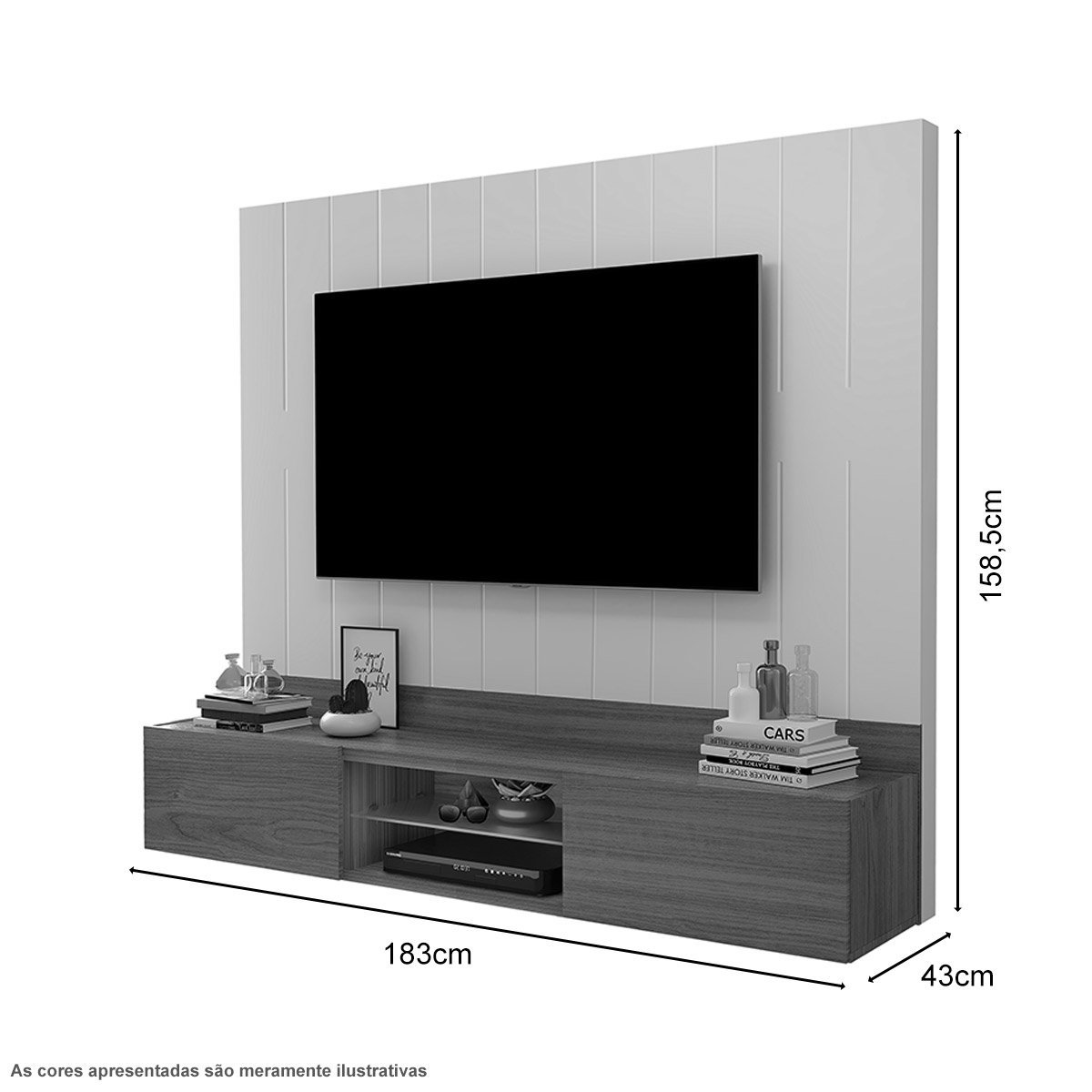 Painel para TV 75" com Nichos Conquest Malbec - Luapa | MadeiraMadeira