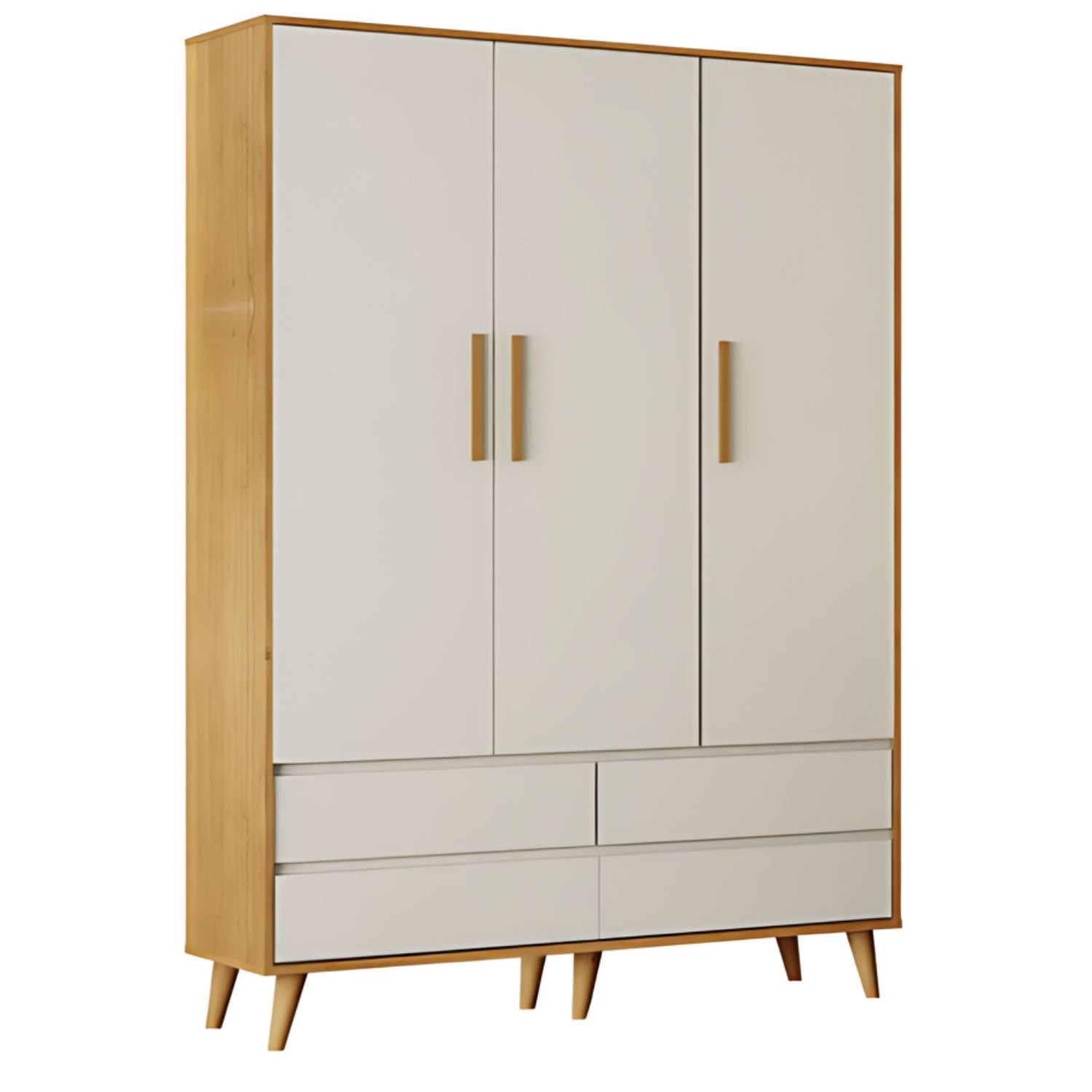 Guarda Roupa Infantil Retrô 3 Portas e 4 Gavetas Off White/bétula ...