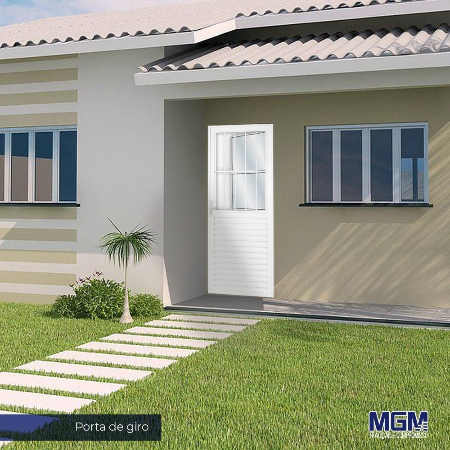 Porta de Alumínio Postigo 210x90cm com 2 Vidros Lisos Linha Solida MGM ...